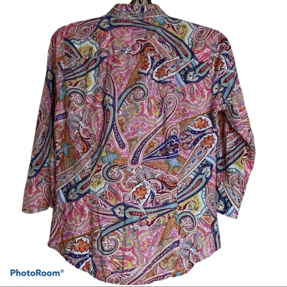 Robert Graham Silk Trim Paisley Button Front Top - Gem